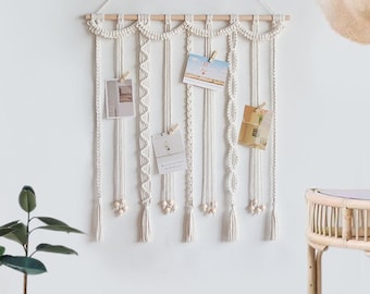 BEGINNER LEVEL / Macrame Tutorial / Macrame Photo Wall Display / Macrame Photo Hanger / Macrame ...