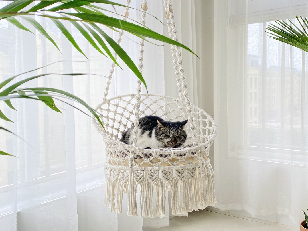 Exclusive Macrame Cat Basket Nesting, Hanging Cat Macrame Bed, Cat ...