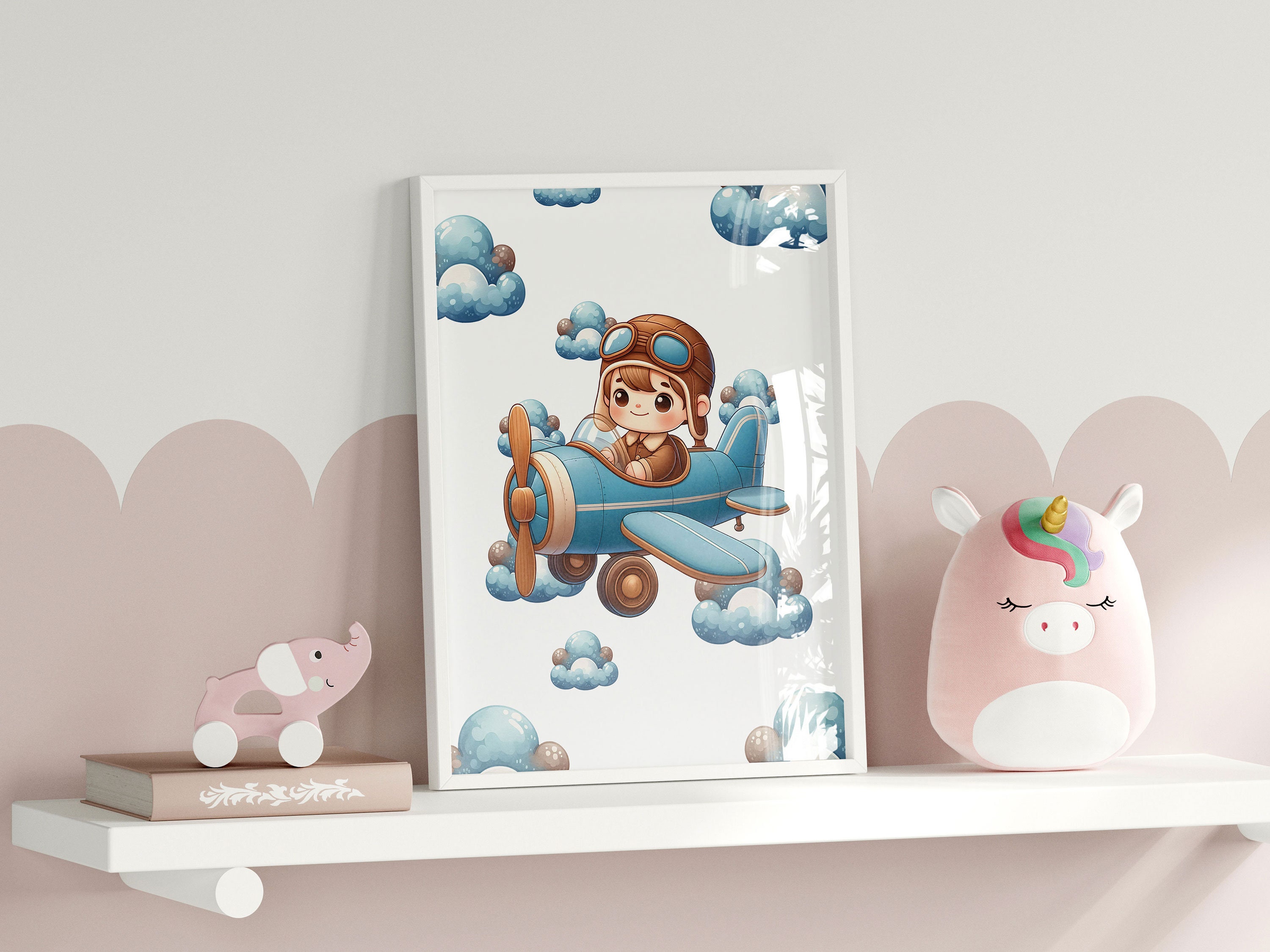 Adorable Fighter Pilot, Printable Nursery Wall Art, Baby Room Decor ...