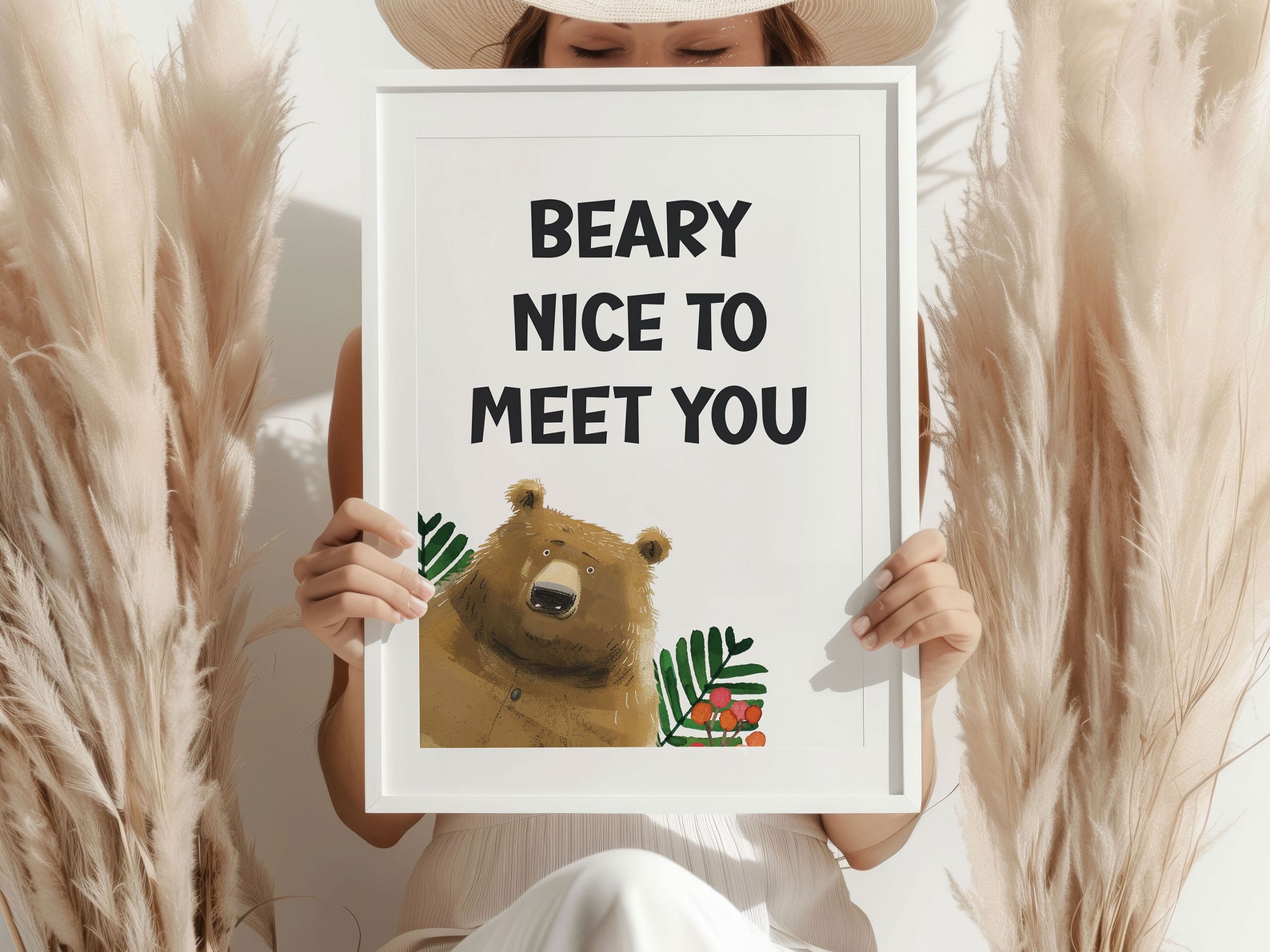Beary Nice to Meet You Adorable Bear - Printable Nursery Room Wall Art ...