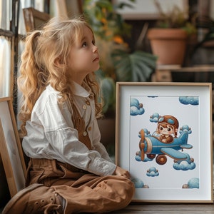 Adorable Fighter Pilot, Printable Nursery Wall Art, Baby Room Decor ...
