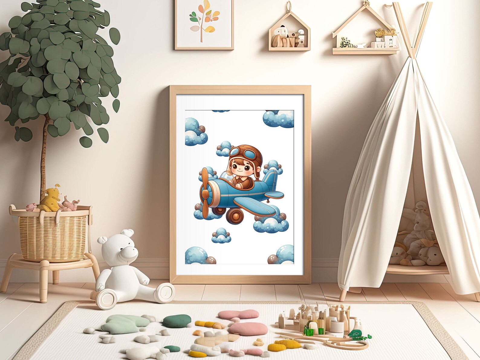 Adorable Fighter Pilot, Printable Nursery Wall Art, Baby Room Decor ...