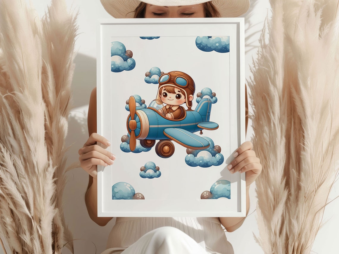 Adorable Fighter Pilot, Printable Nursery Wall Art, Baby Room Decor ...