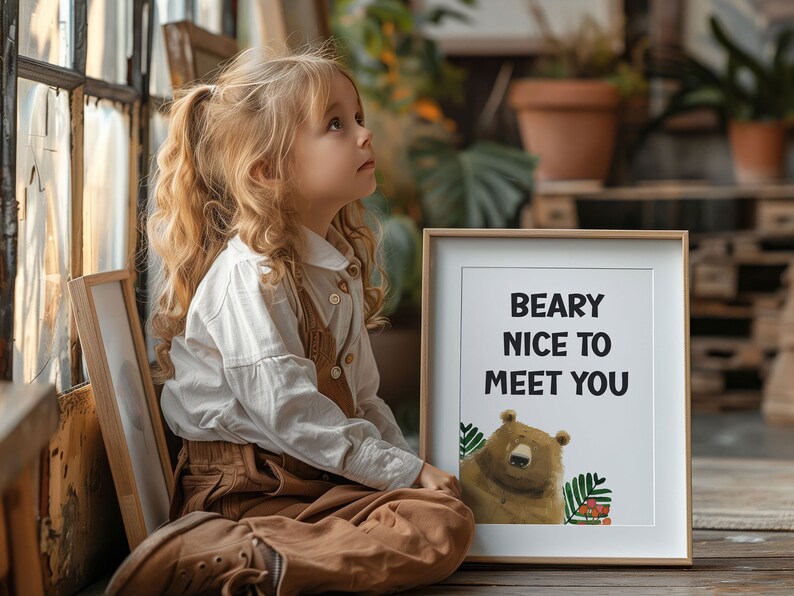 Beary Nice to Meet You Adorable Bear - Printable Nursery Room Wall Art ...