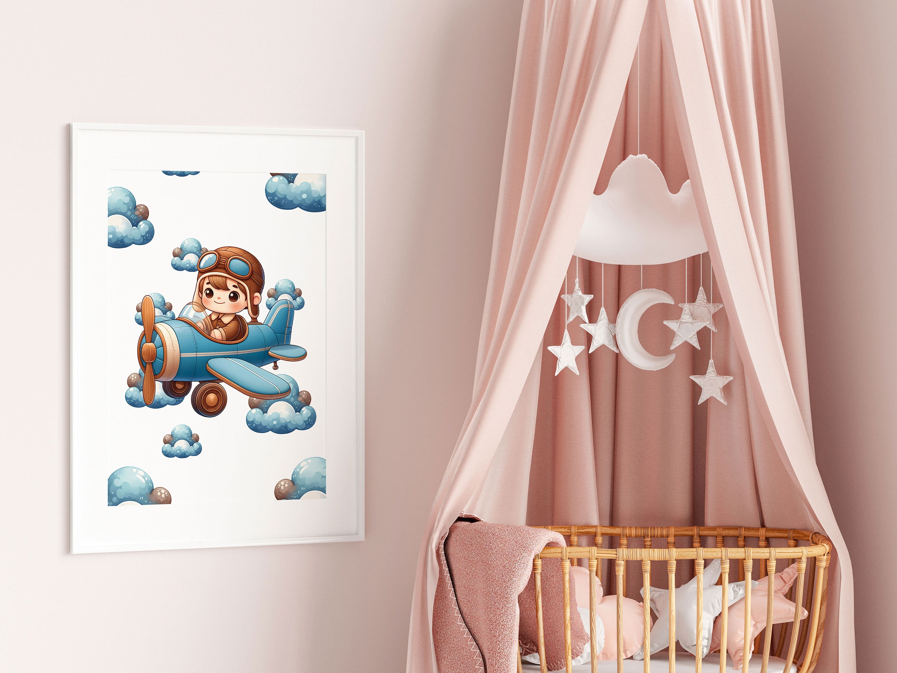 Adorable Fighter Pilot, Printable Nursery Wall Art, Baby Room Decor ...