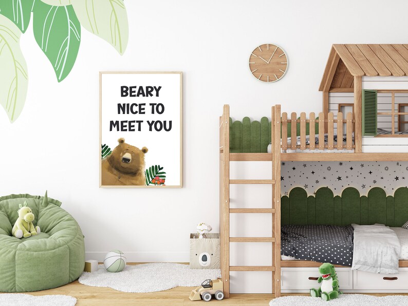 Beary Nice to Meet You Adorable Bear - Printable Nursery Room Wall Art ...