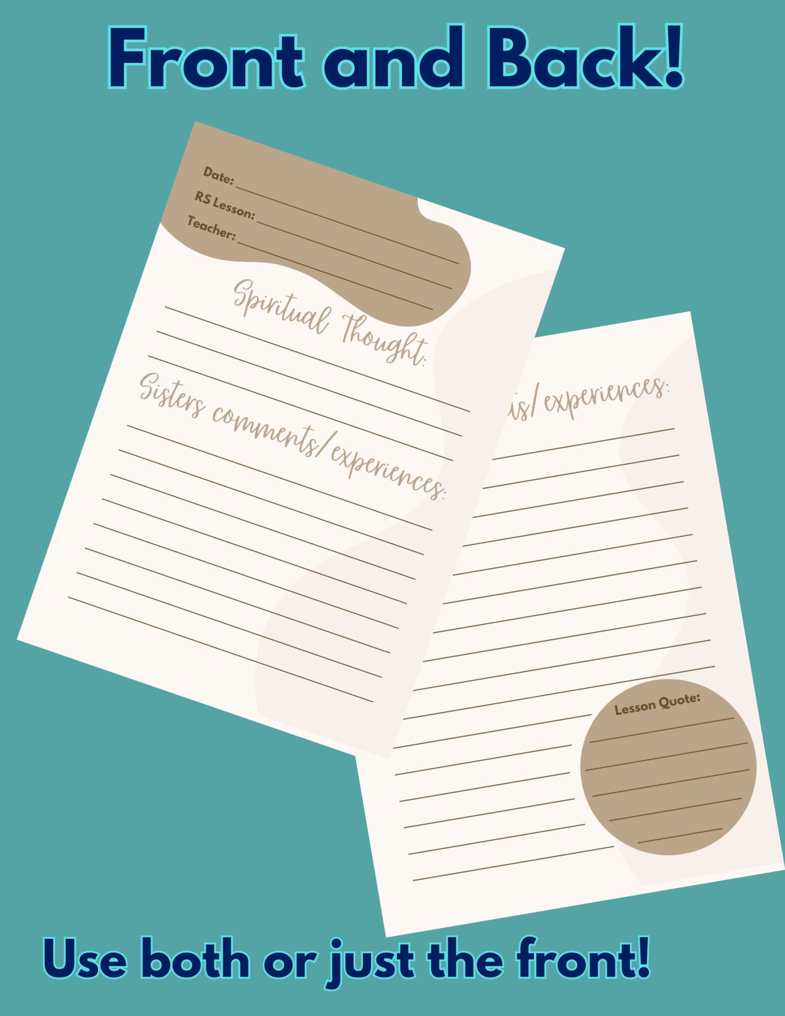 Relief Society Lesson Notes for Young Women and Primary Teachers ...