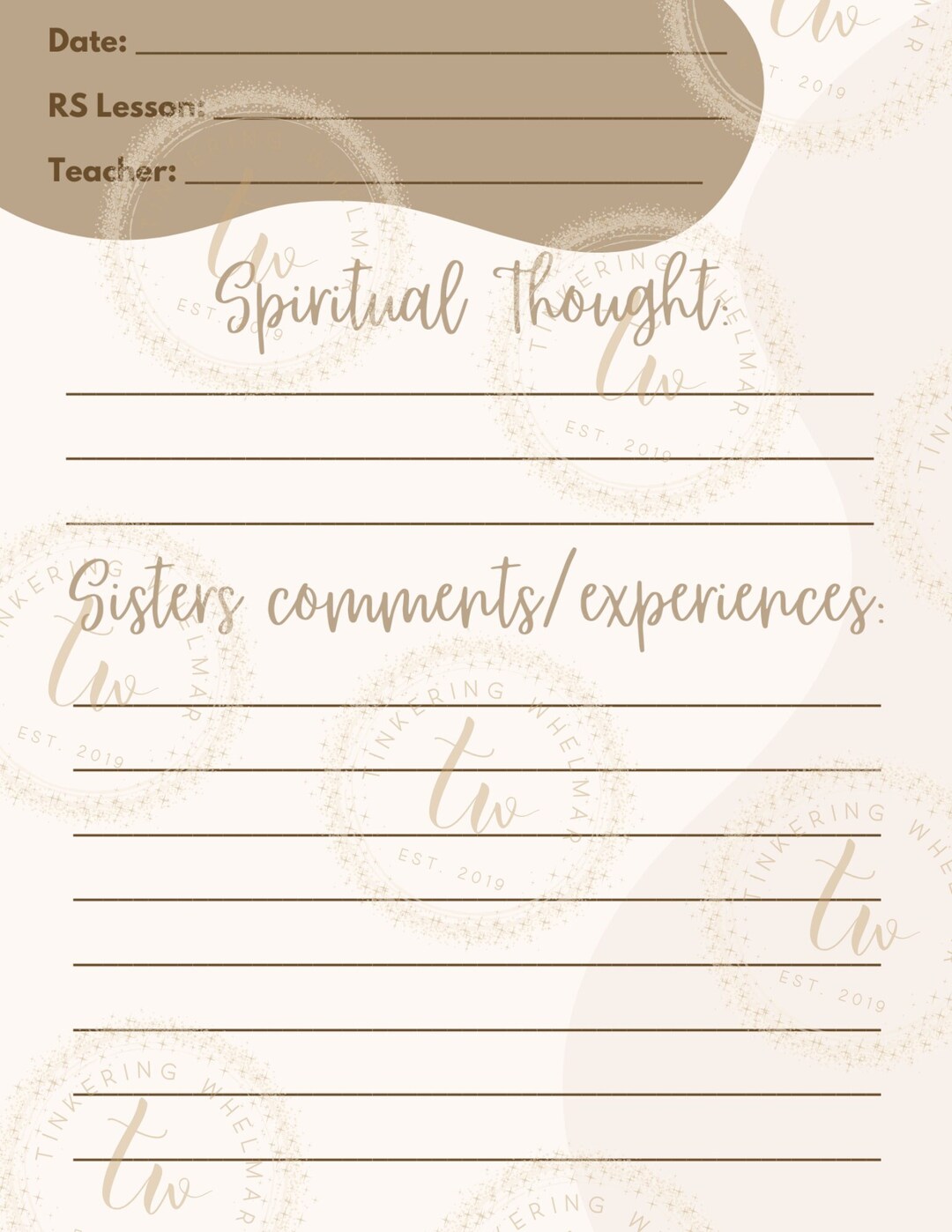 Relief Society Lesson Notes for Young Women and Primary Teachers ...