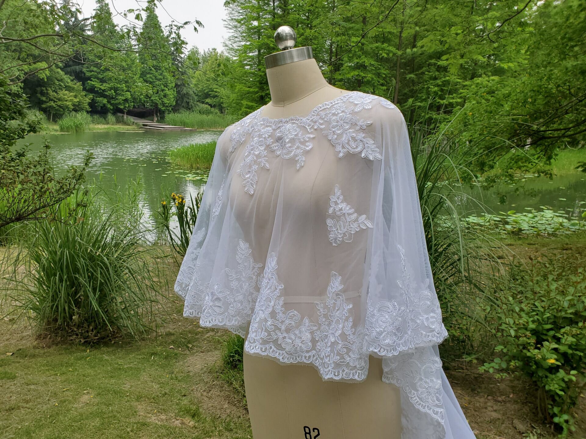 Elegant Bridal Train Shawl Veil Lace APPLIQUE Pullover Coat - Etsy