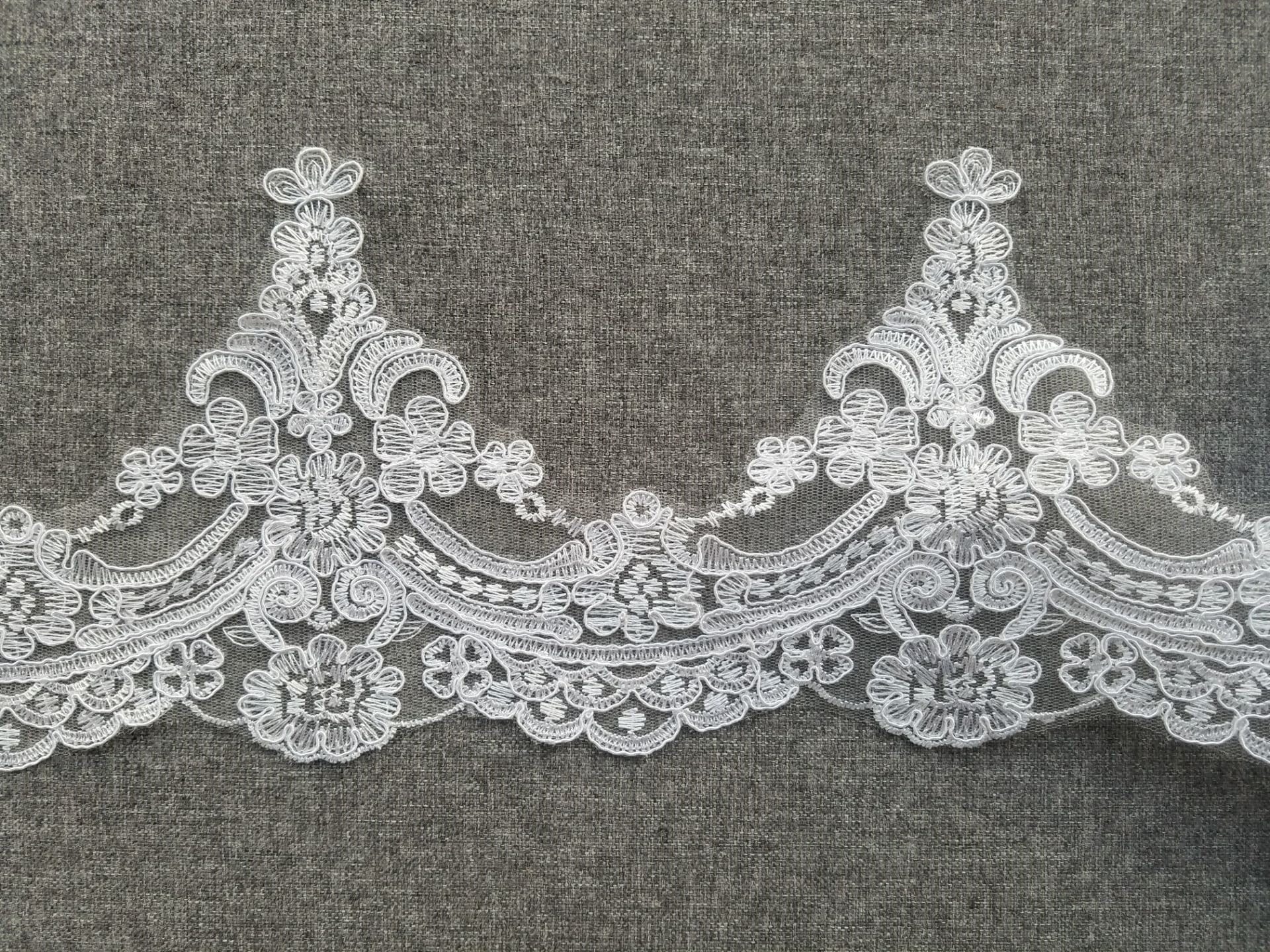 White Ivory Veil Lace Wedding Veil Lace Trim Ivory Bridal Lace | Etsy