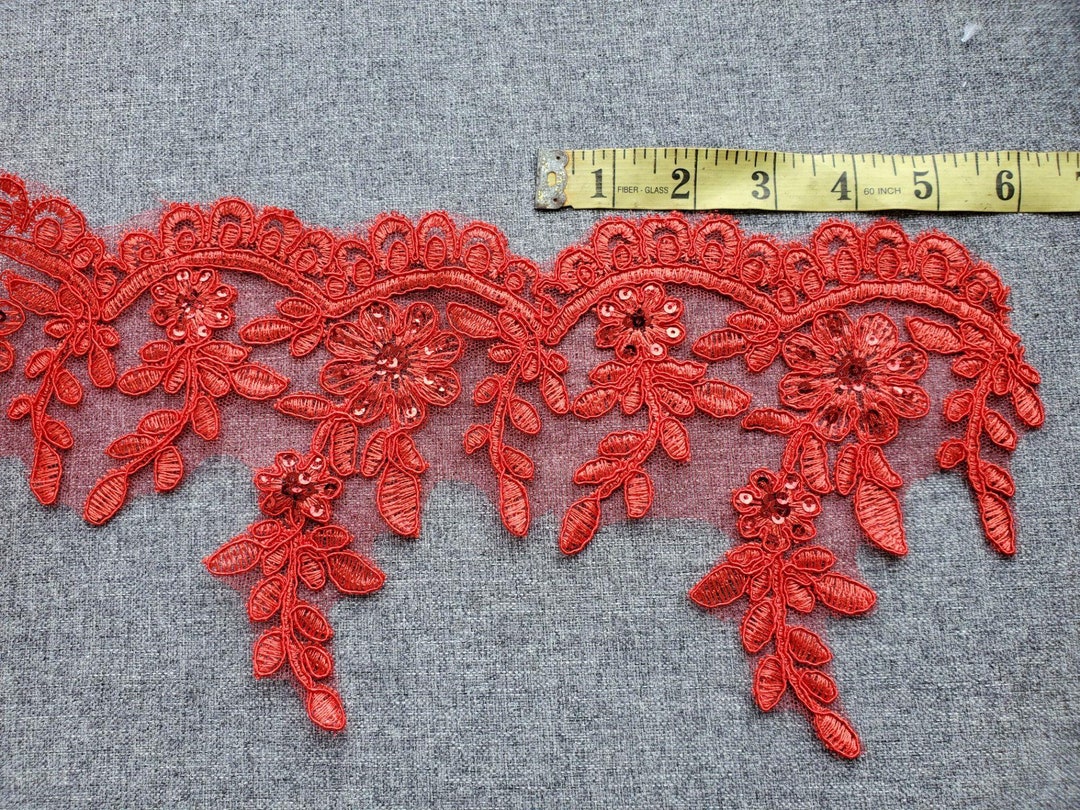 Bright Red Lace Edge Flash Embroidery Lace Wholesale Apply to Lace ...