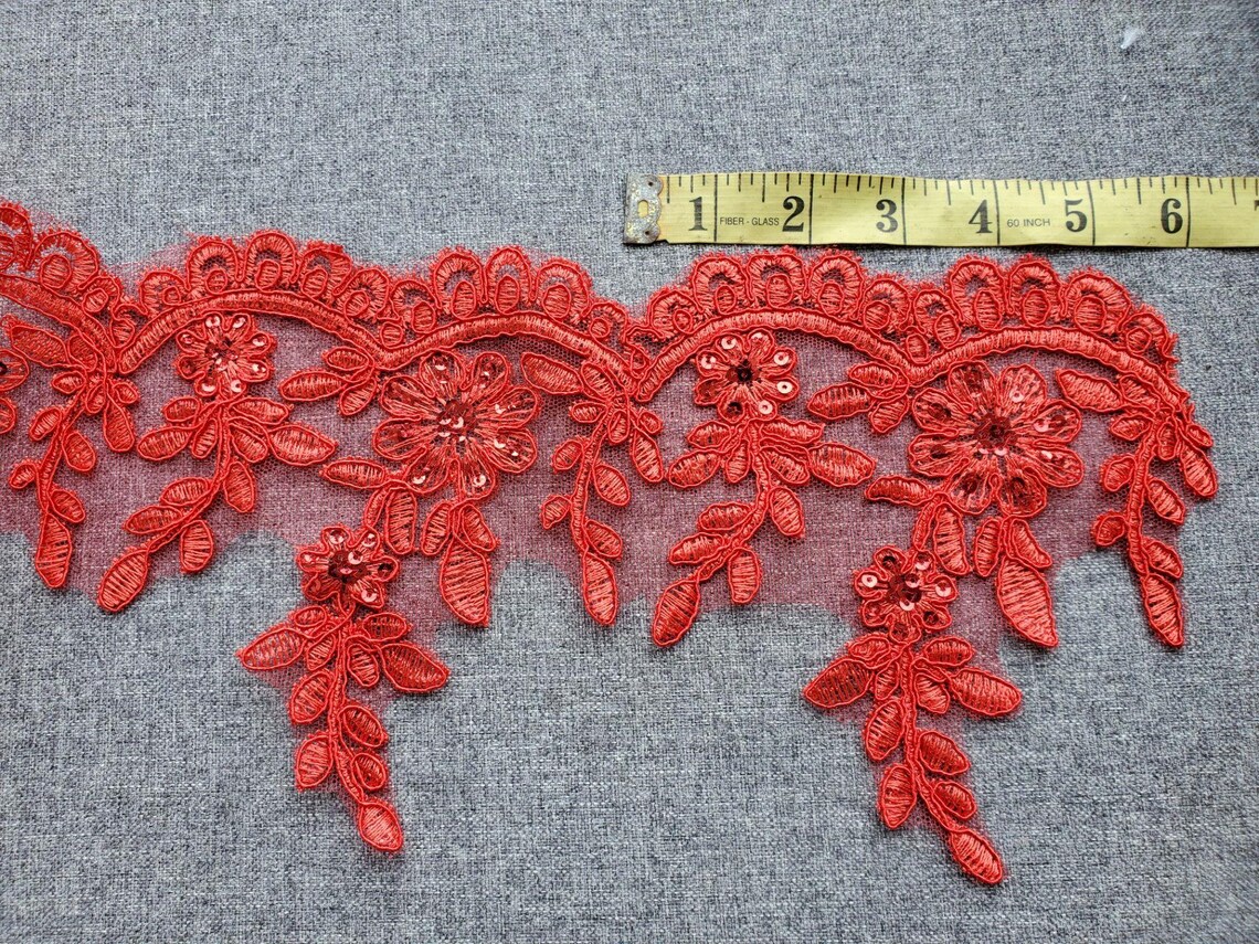 Bright Red Lace Edge Flash Embroidery Lace Wholesale Apply to Lace ...