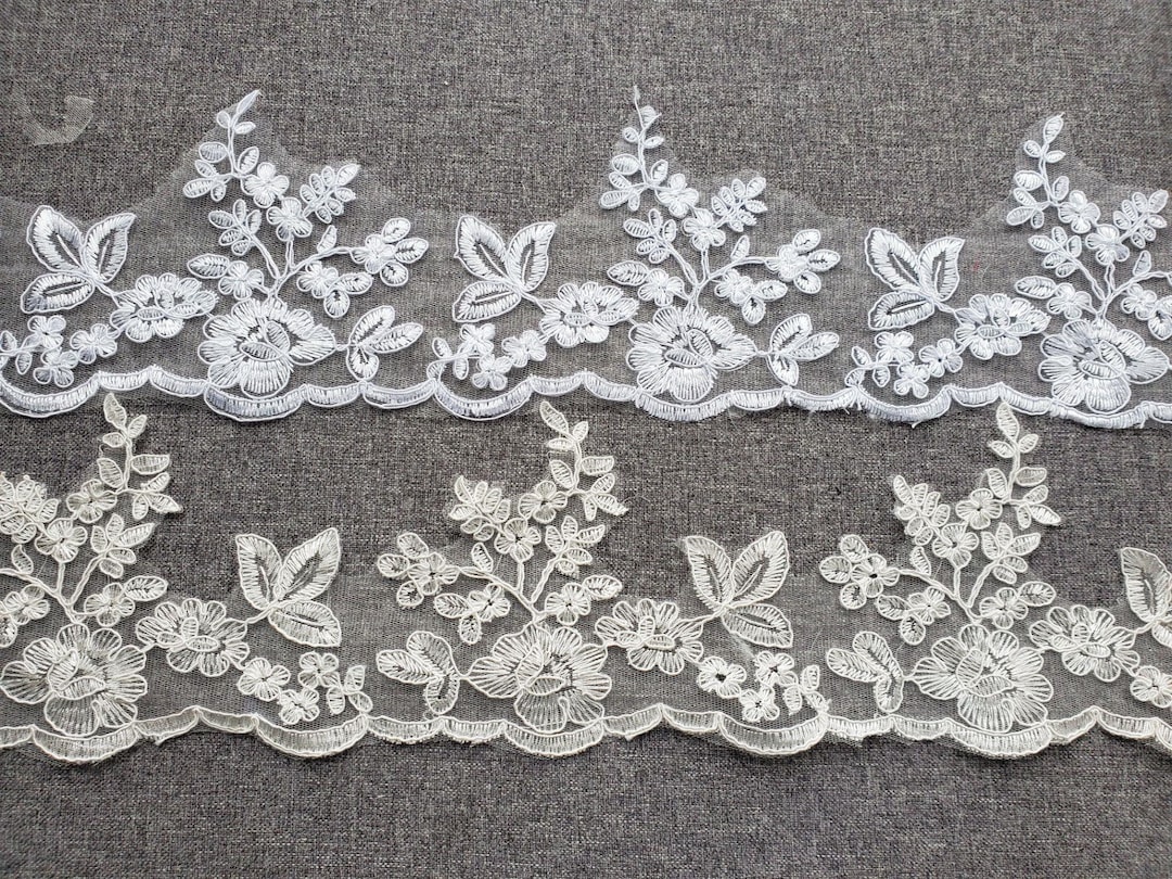 Champagne Lace Edge White or Ivory Embroidery Lace Wholesale Apply to ...