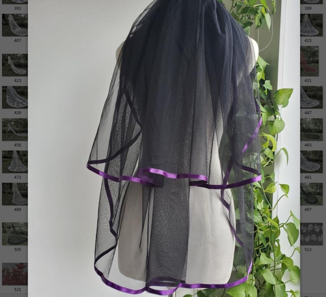 Two-layer Purple Ribbon Bridal Veil Fingertip Length Bride Veils ...
