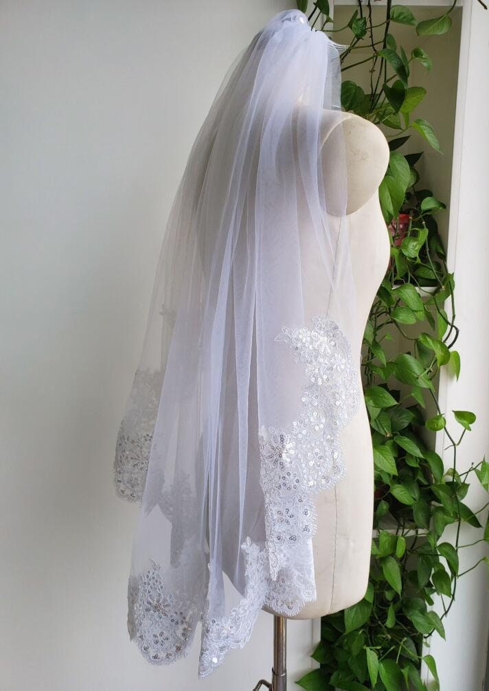 Custom Bride Veil White or Ivory Lace Veil Wedding Lace Veils - Etsy