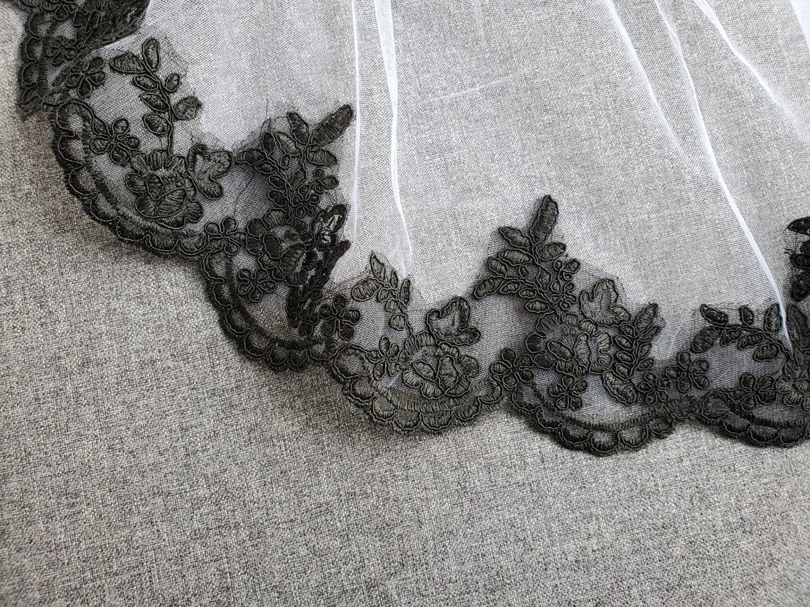White / Ivory Lace Veil Wedding Lace Veils 2 Layer Elbow Veil - Etsy