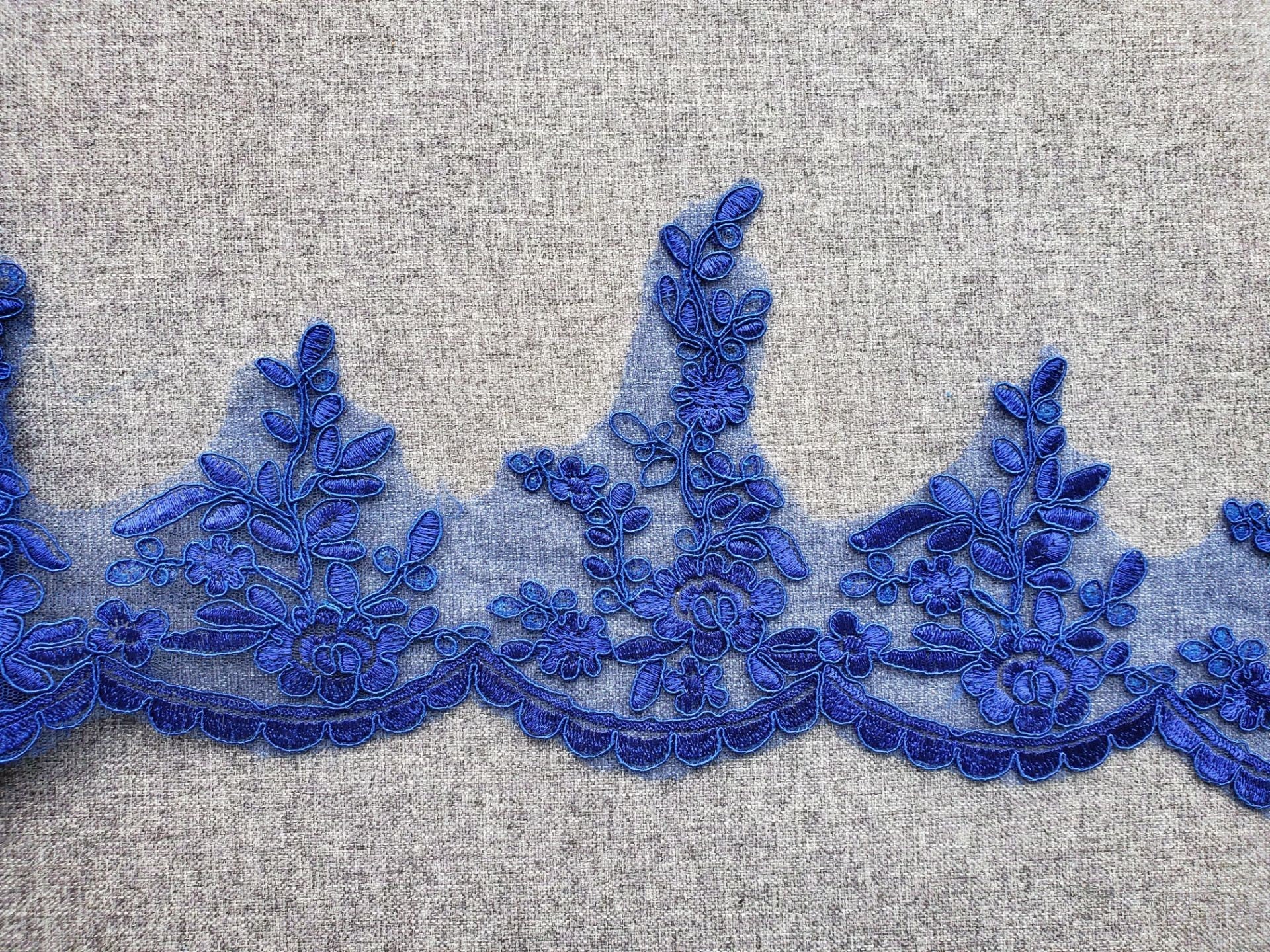 Sapphire blue White or ivory lace trim Royal Blue bridal lace | Etsy