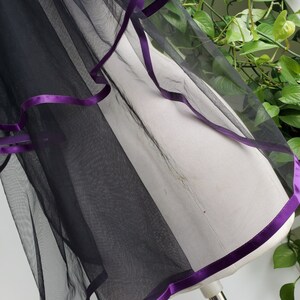 Two-layer Purple Ribbon Bridal Veil Fingertip Length Bride Veils ...