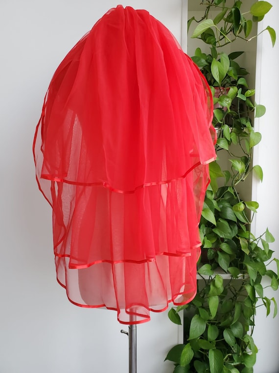 National Style Bride Veil real Red Bride Wedding Veils Red | Etsy