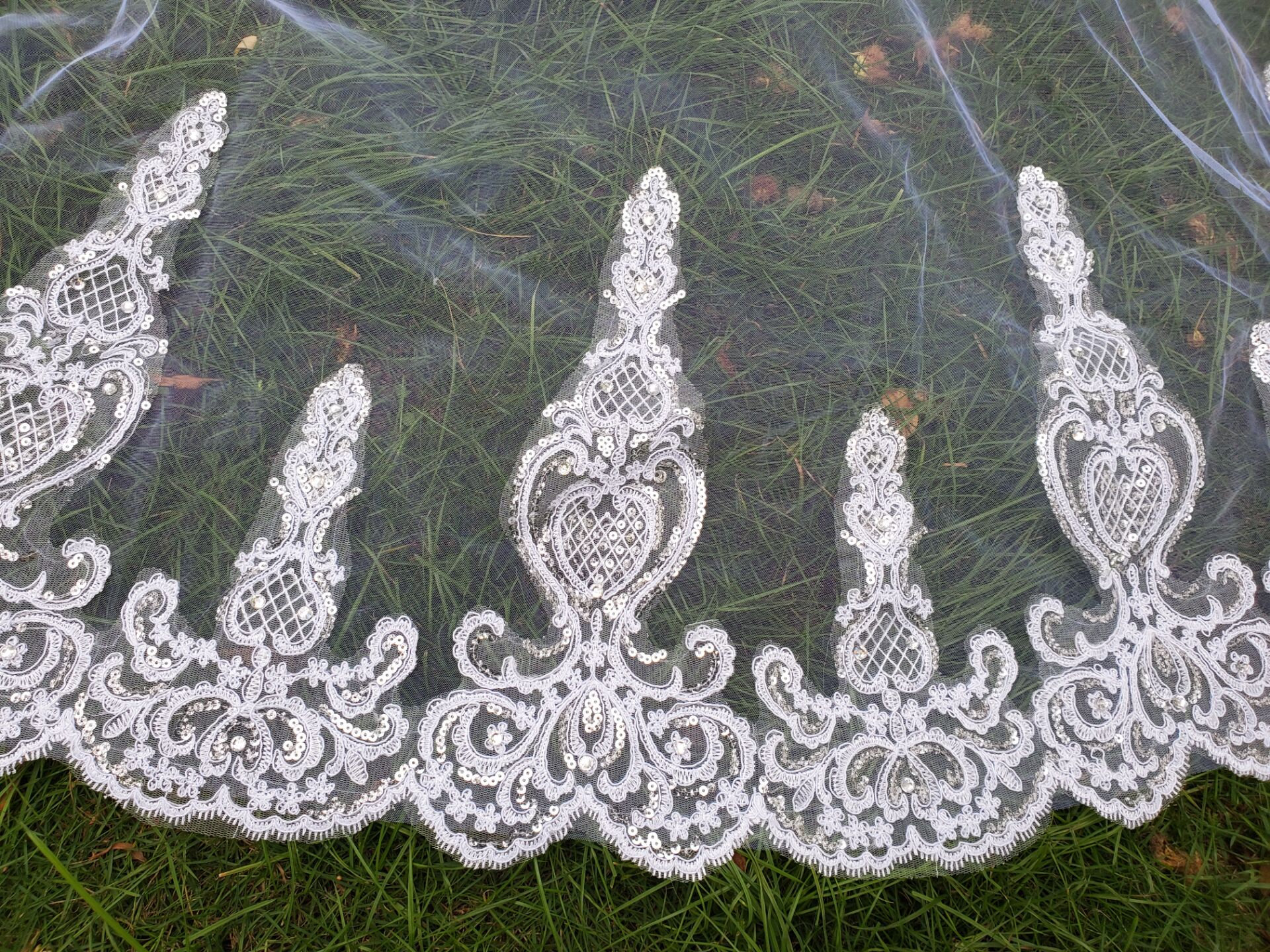 118 Inches Chapel Length Lace Edge Wedding Veil Cathedral Lace | Etsy