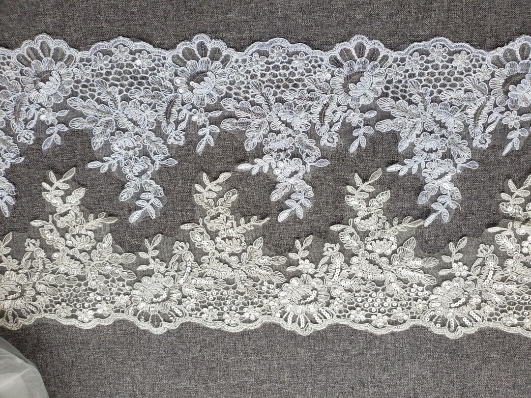 Sequined Lace Lace White or Ivory Wholesale is Suitable for Making Lace ...