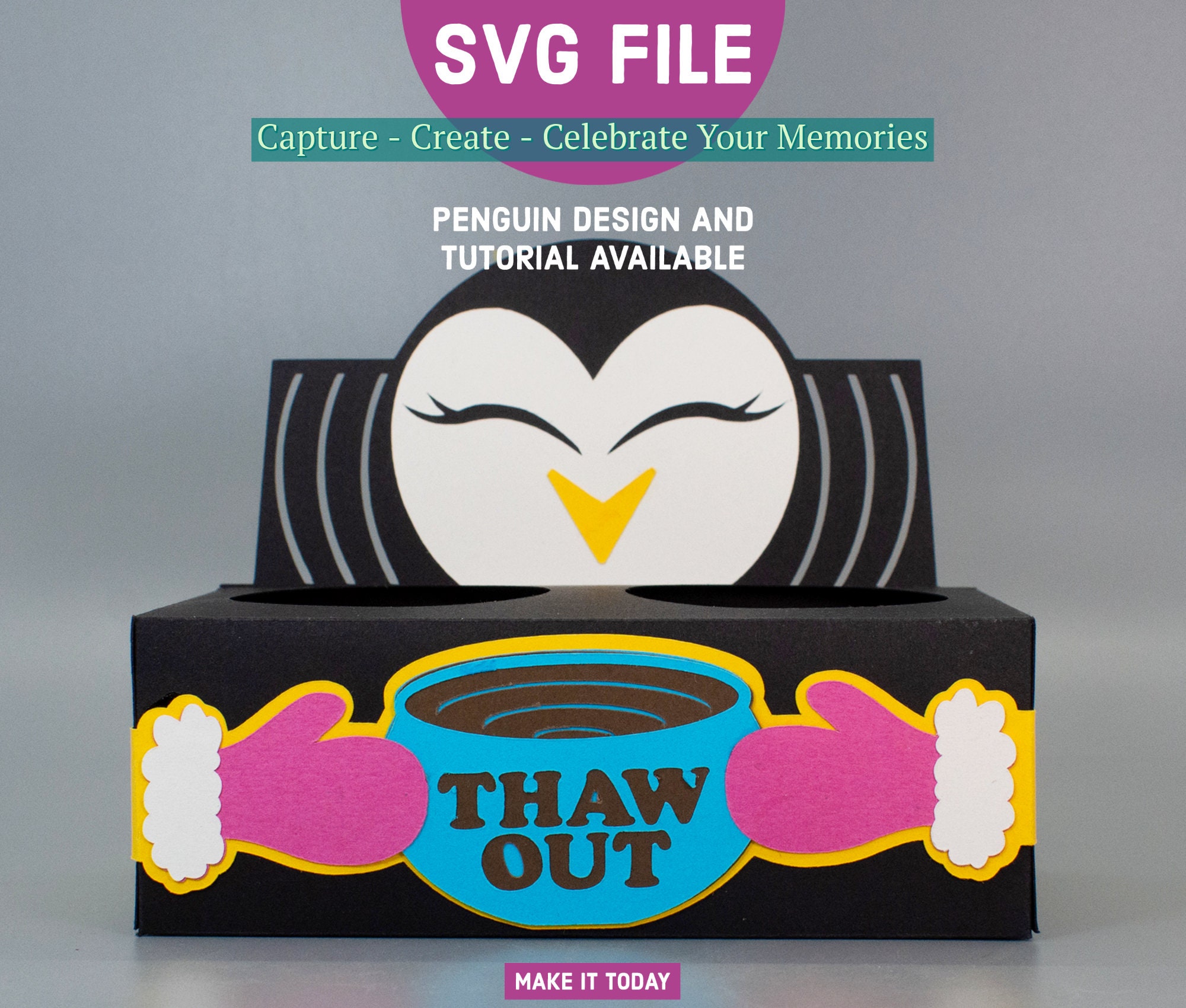 Coffee Pod Penguin Gift Box SVG Digital File for Winter, Holidays, and ...