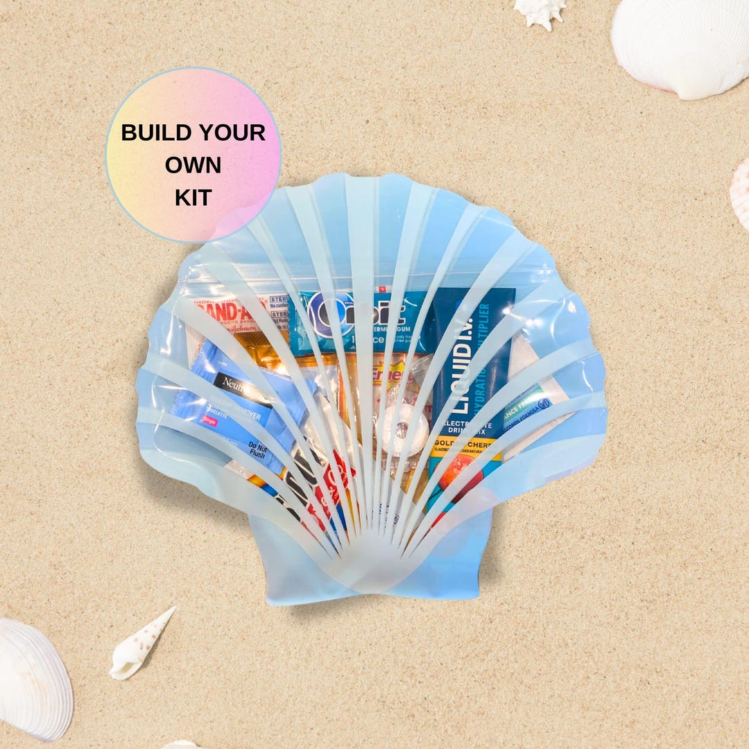 Hangover Kit Blue Seashell Bags, Last Toast Coast Party Gifts, Sea ...