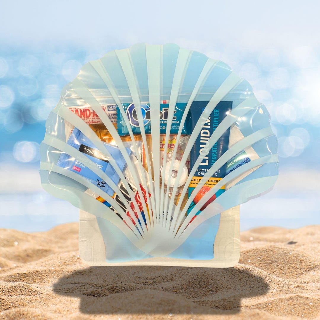 Hangover Kit, Blue Seashell Bags, Last Toast Coast Party Gifts, Sea ...