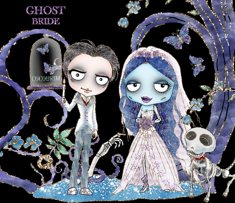 Ghost Bride Clip Art wedding couple clipart Bride and | Etsy