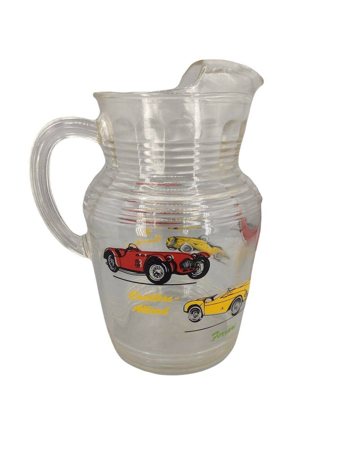 Glass Pitcher With Pour Spout Classic Cars 64oz Clear Glass Belly ...