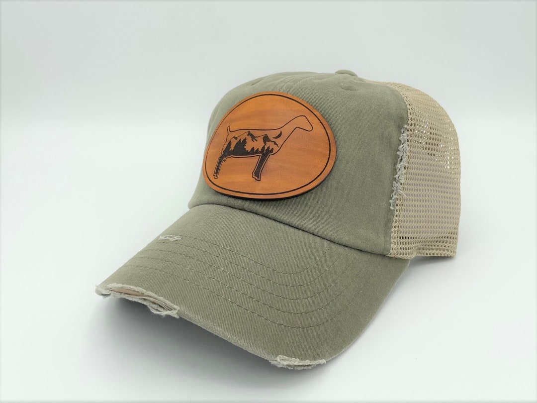 Leather Patch Trucker Hat Goat Hat Mountain Theme Choose - Etsy