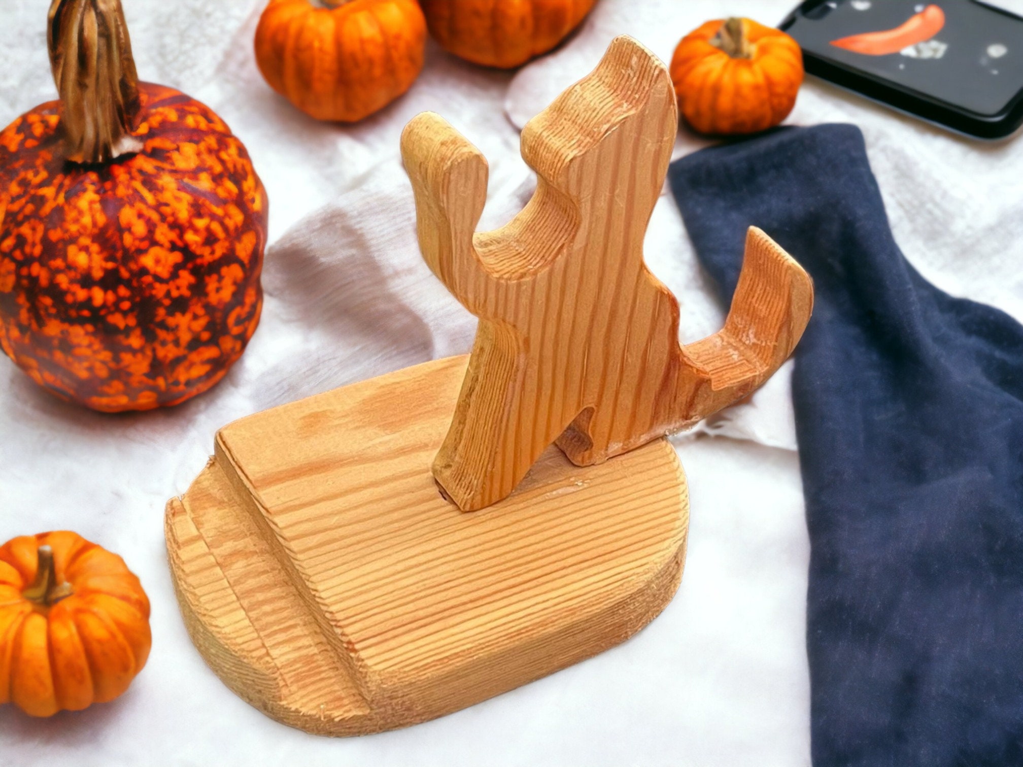 Handcrafted Wooden Kitten Figure Phone Holder - Unique and Adorable! - Etsy