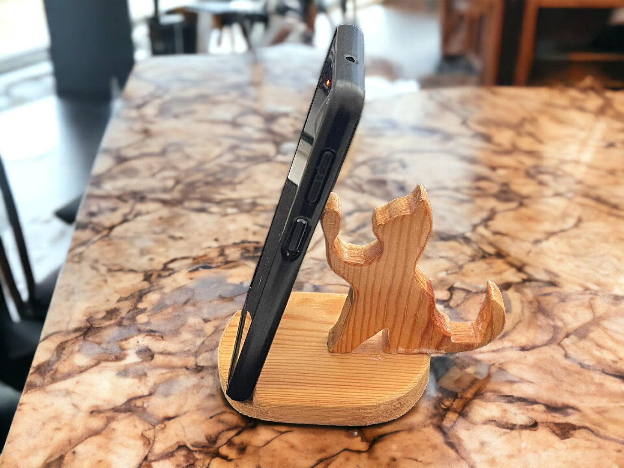 Handcrafted Wooden Kitten Figure Phone Holder - Unique and Adorable! - Etsy