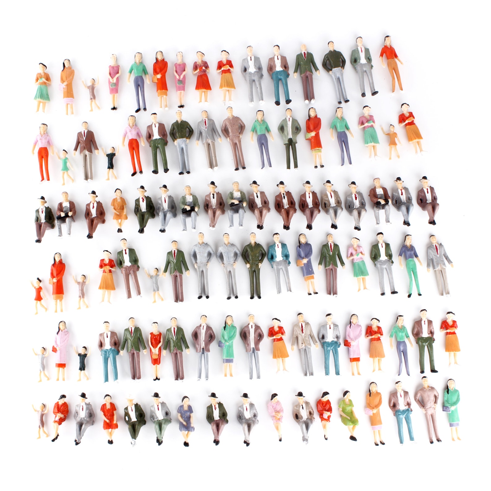 100pcs Miniature 1:32 Scale 1 Gauge Model Train Sitting and Standing ...