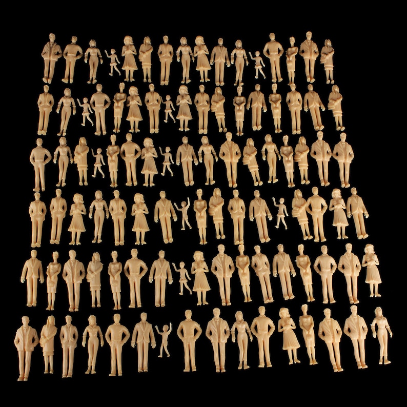 100pcs Miniature 1:24 G Gauge Unpainted Skin Color Plastic Only ...