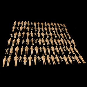 100pcs Miniature 1:32 Gauge 1 Scale Unpainted Skin Color Plastic Only ...