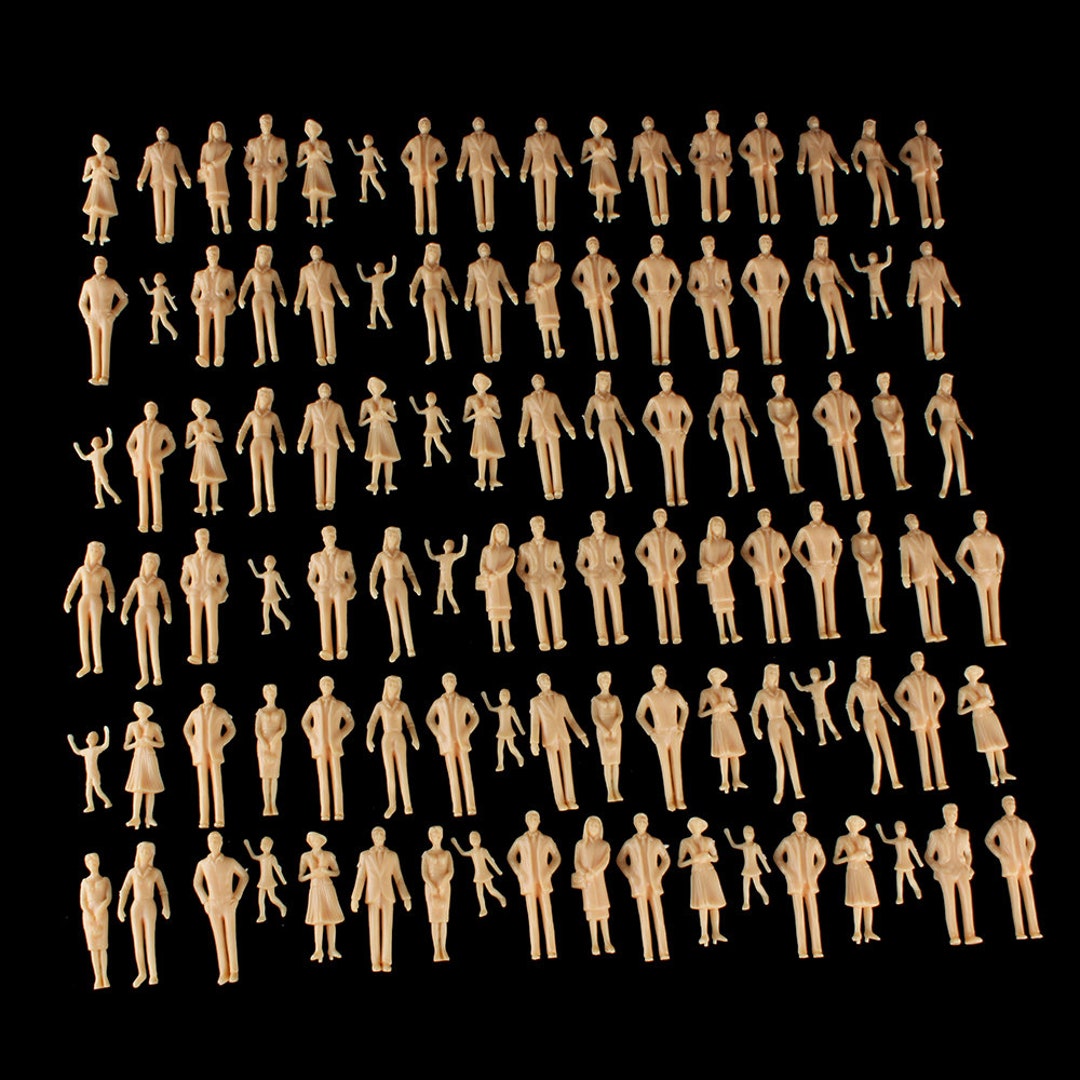 100pcs Miniature 1:32 Gauge 1 Scale Unpainted Skin Color Plastic Only ...