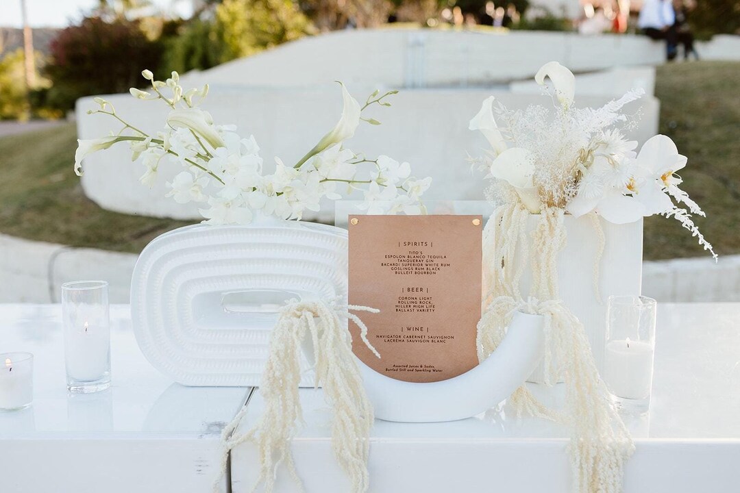 Leather Bar Menu Wedding Bar Sign Laser-etched Custom Bar Menu Custom ...