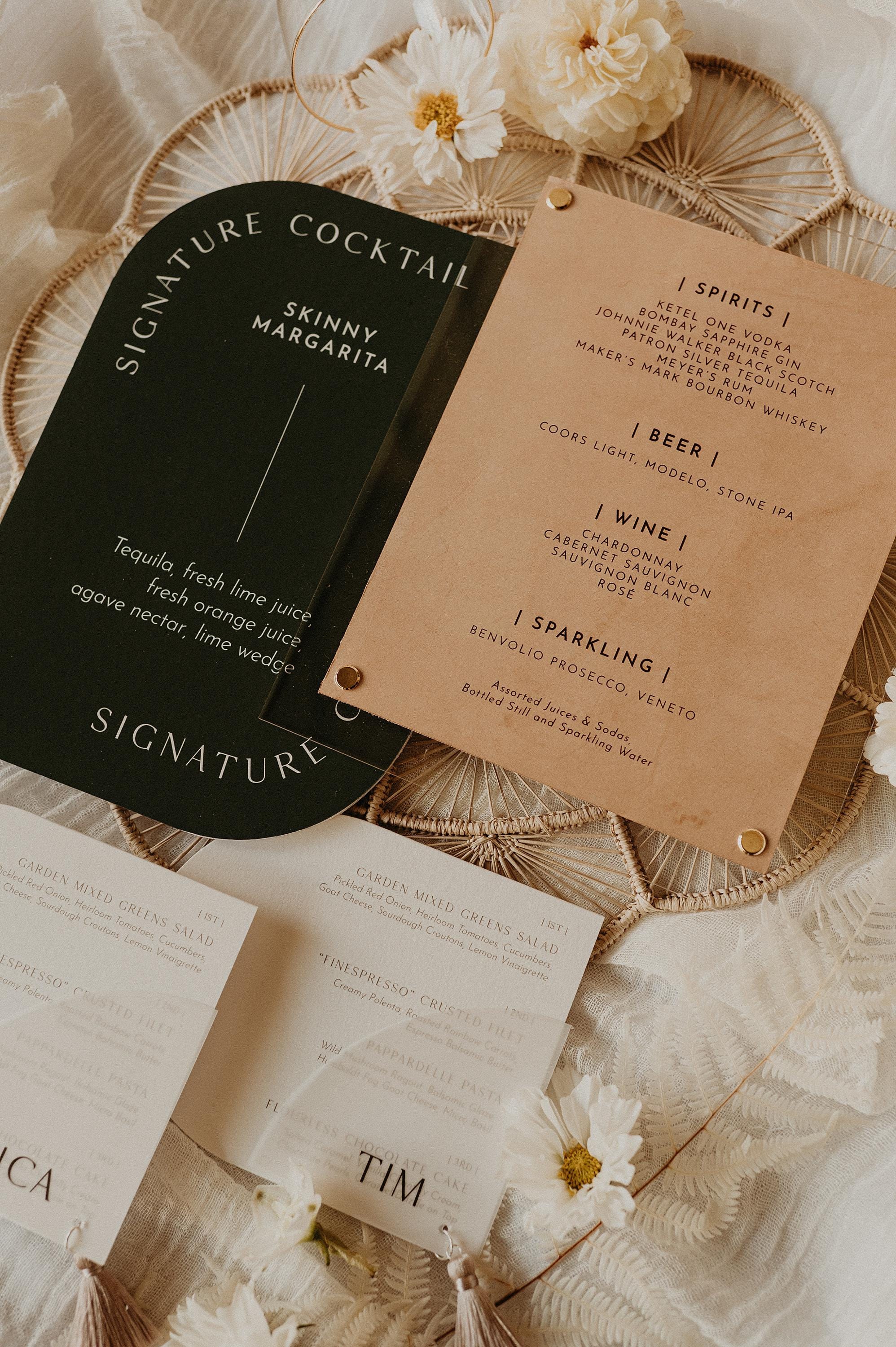 Leather Bar Menu Wedding Bar Sign Laser-etched Custom Bar Menu Custom ...