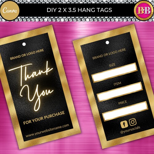 DIY Hang Tags Template Editable Thank You Tags Printable - Etsy