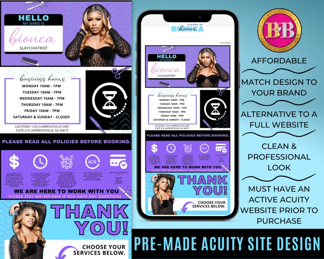 ACUITY SITE DESIGN, Acuity Theme, Premade Website Template, Nail Tech ...