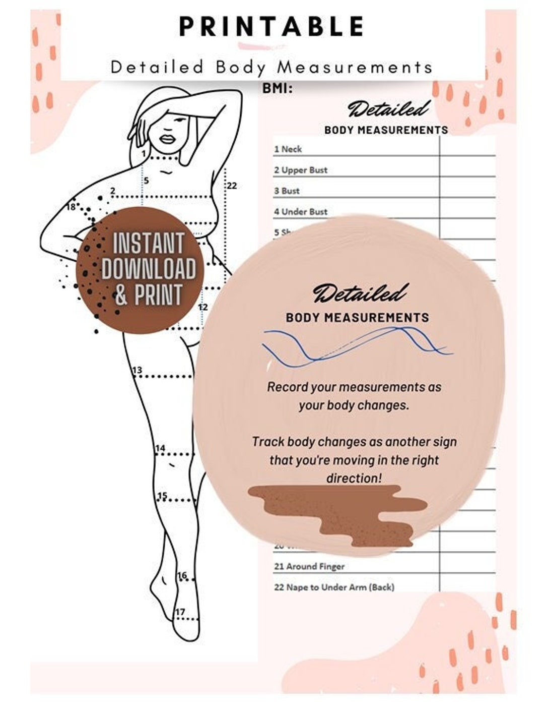 Detailed Body Measurements & Weight Tracker + Journal Prompts/ VSG ...