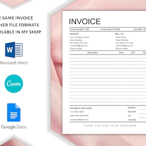 PDF Invoice Template for 15 Lines; Big Digital Business Receipt ...