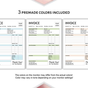 PDF Invoice Template for Adobe Acrobat Reader; Fillable PDF Form With ...