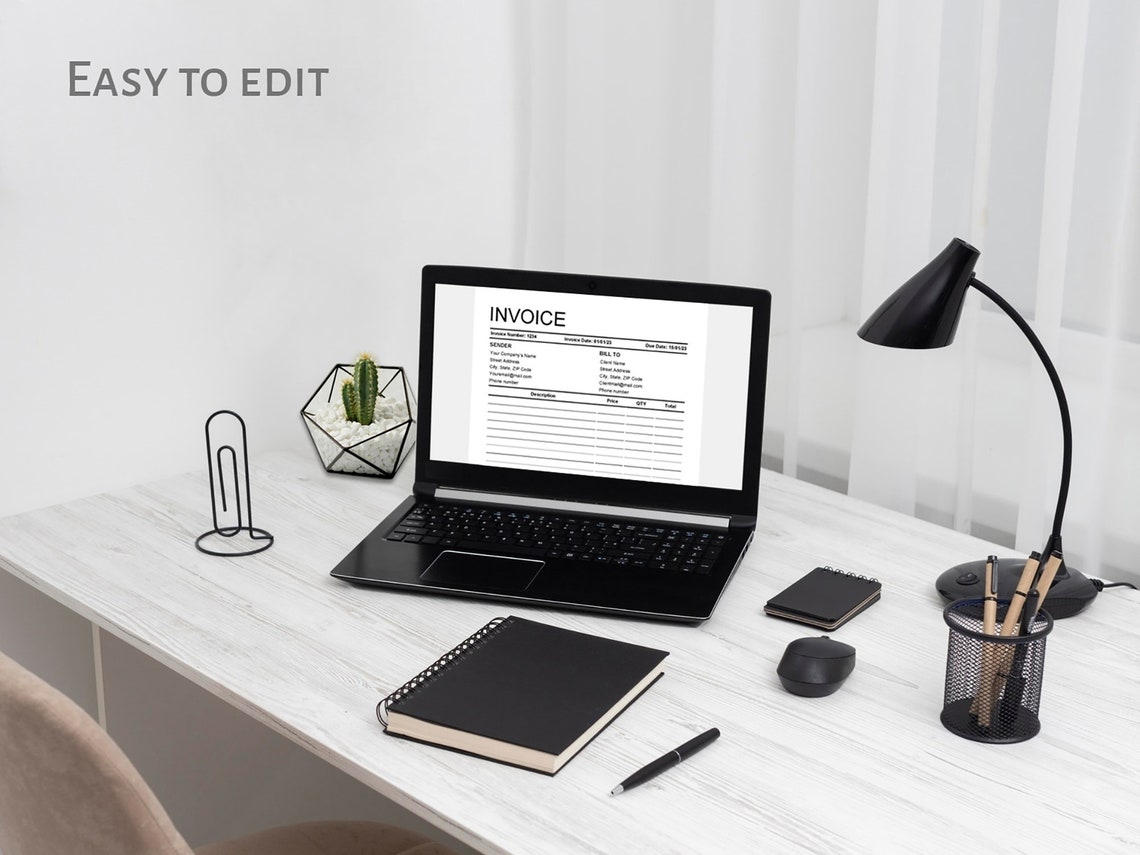 PDF Invoice Template for 15 Lines Big Digital Business Receipt ...