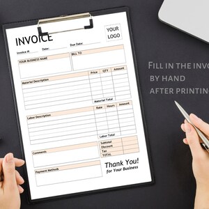 PDF Invoice Template for Adobe Acrobat Reader; Fillable PDF Form With ...