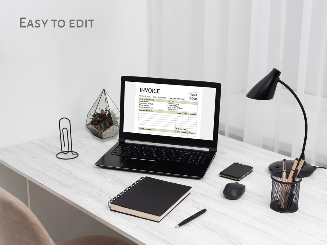PDF Invoice Template for Adobe Acrobat Reader Fillable PDF Form With ...