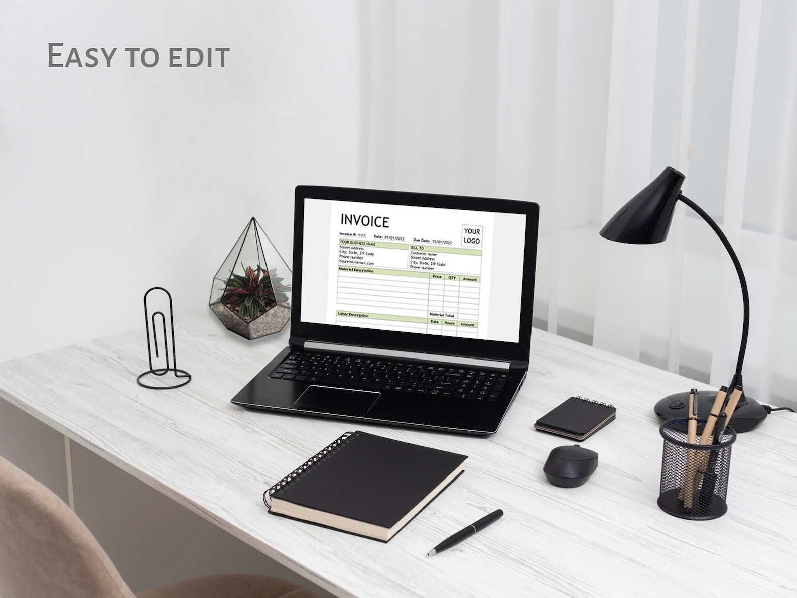 PDF Invoice Template for Adobe Acrobat Reader; Fillable PDF Form With ...