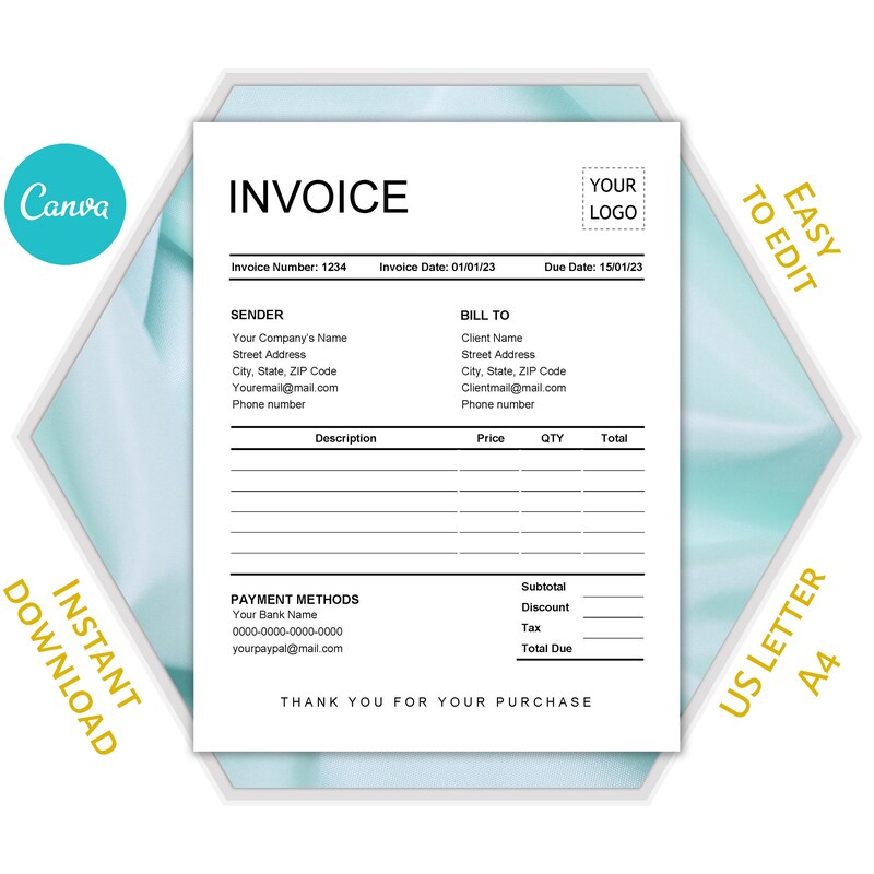 Printable Invoice Pdf - Etsy