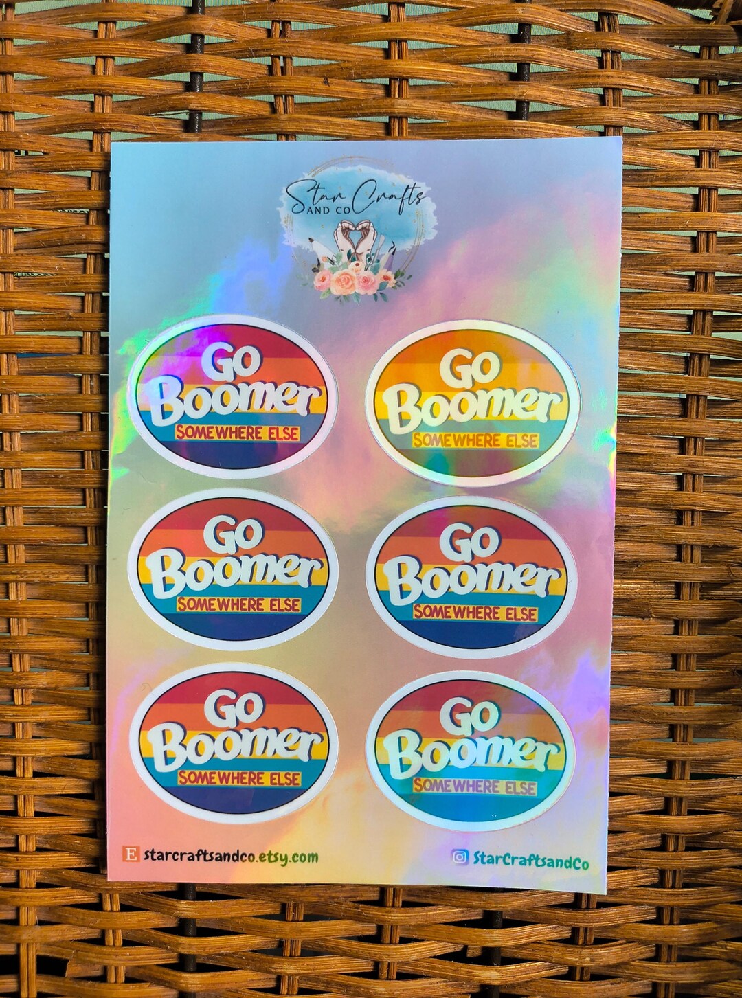 Boomer Boundaries Holographic Sticker Sheets - Funny Stickers - Etsy